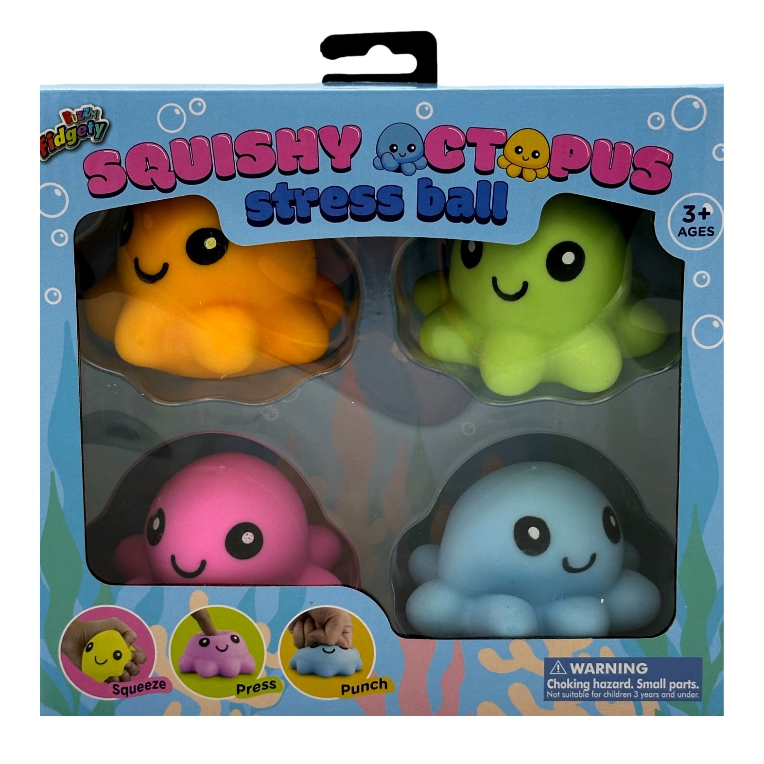 4 PC SQUISHY OCTOPUS STRESS BALL – HDI Wholesale
